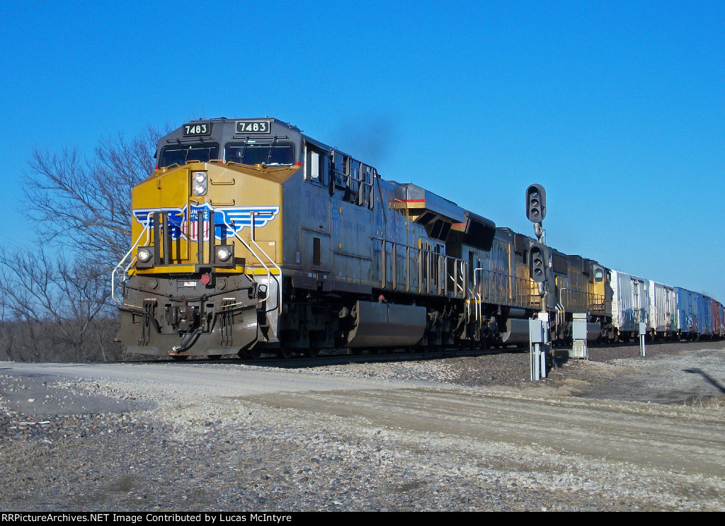 UP 7483 westbound UP manifest train